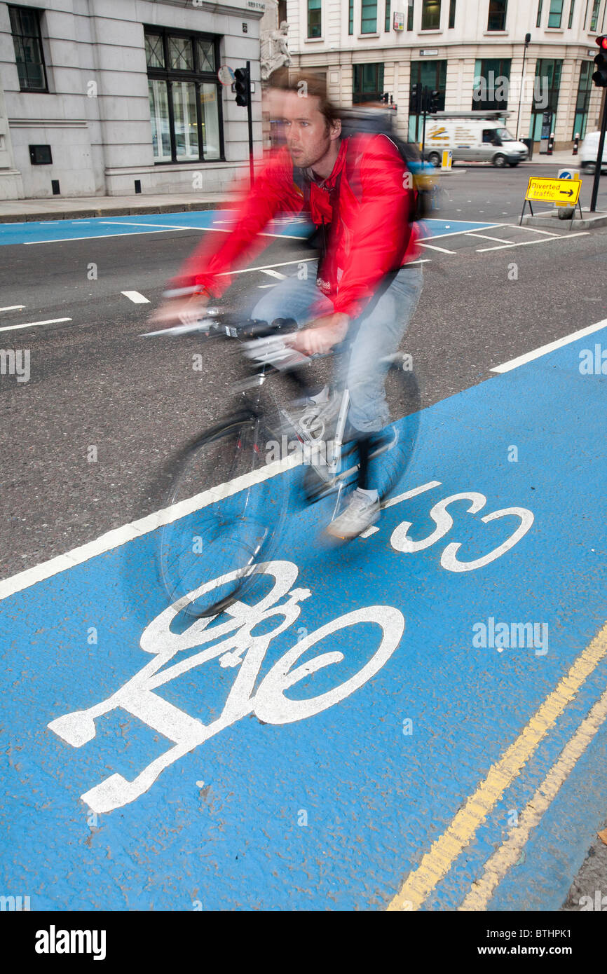 A cyclist on one of the new Cycle Superhighways, in this case the CS7 ...