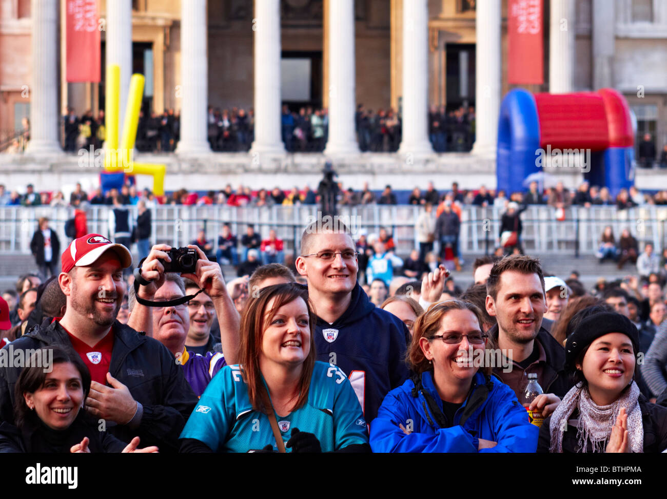 Fans during a NFL rally in Trafalgar Square Stock Photo - Alamy