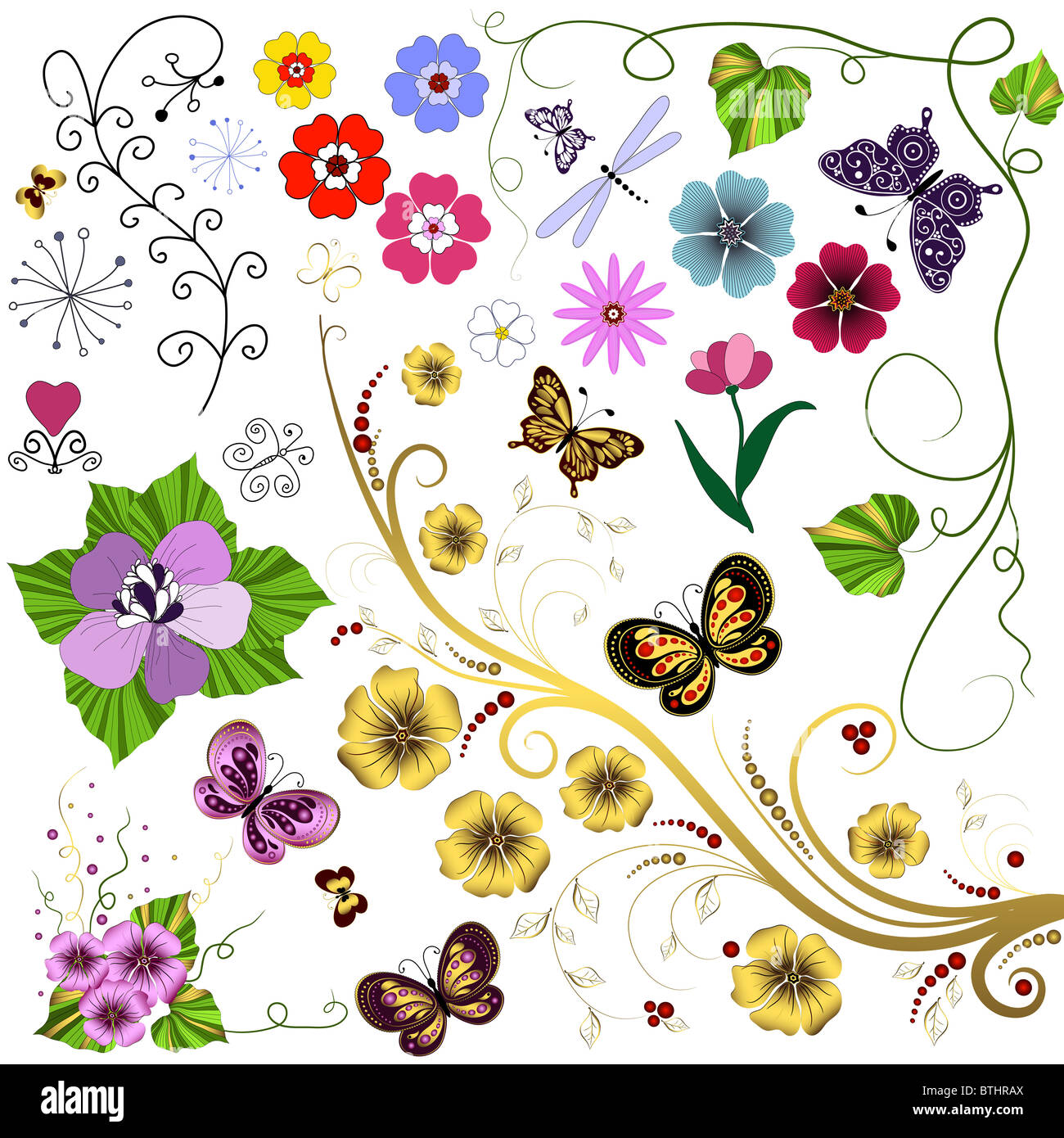 Spring flowers illustration hi-res stock photography and images - Alamy