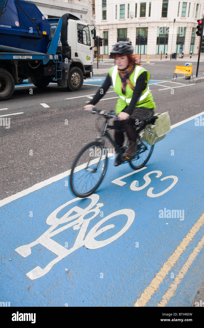 A cyclist on one of the new Cycle Superhighways, in this case the CS7 ...