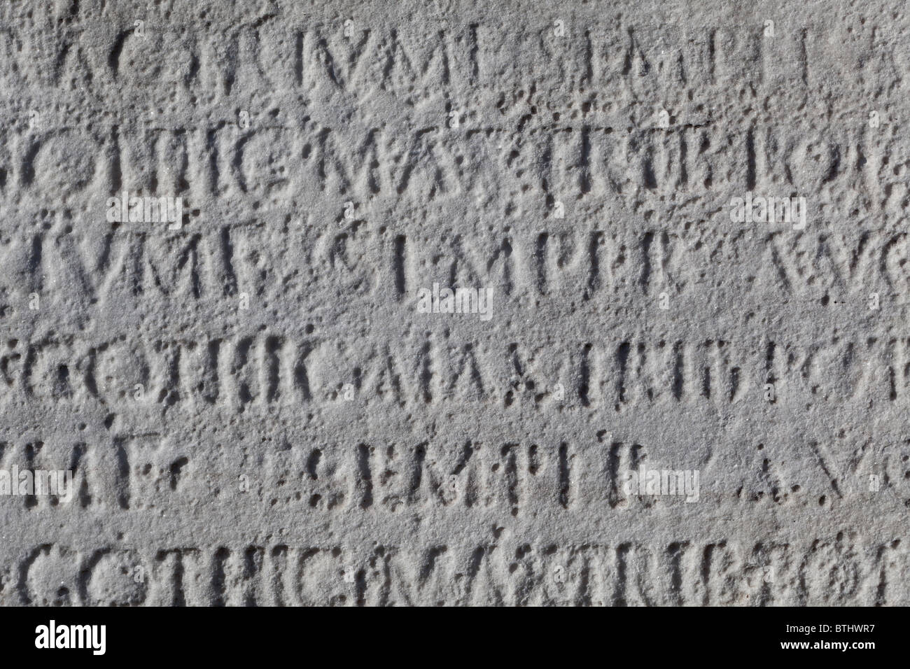 Latin inscription on stone on the ponte cestio in Rome, Italy Stock ...
