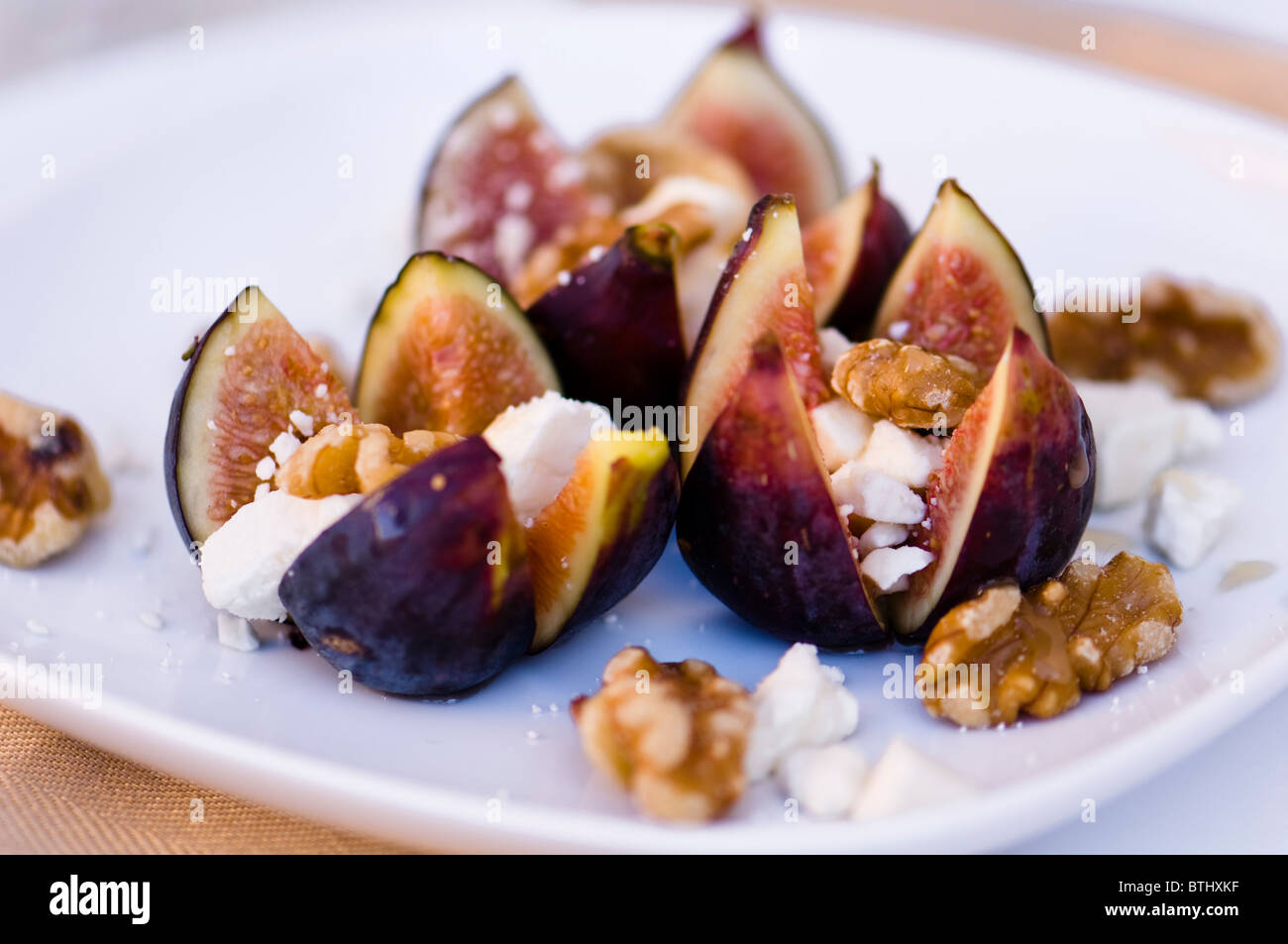 Figs and cheese appetizer Stock Photo - Alamy