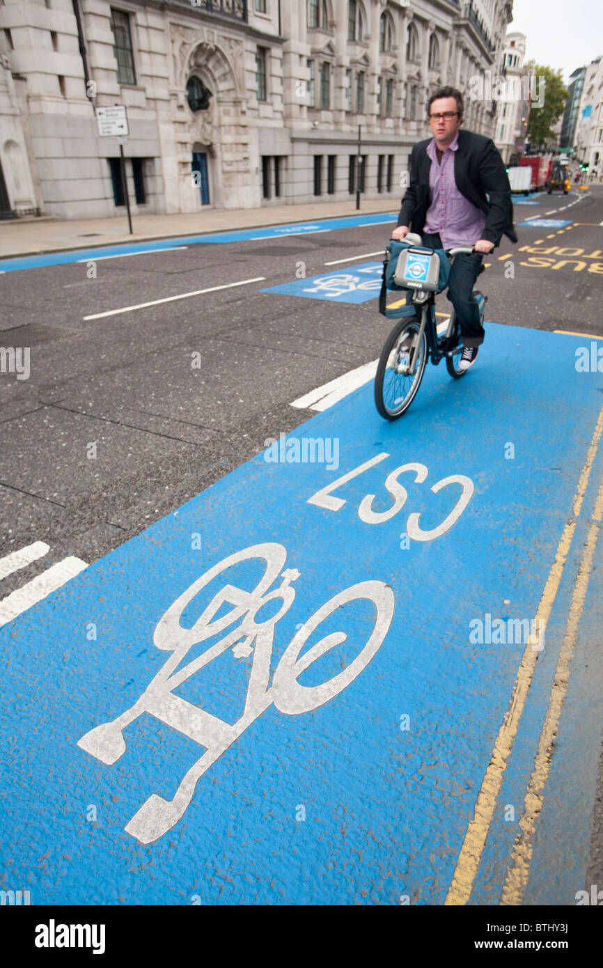 A cyclist on one of the new Cycle Superhighways, in this case the CS7 ...