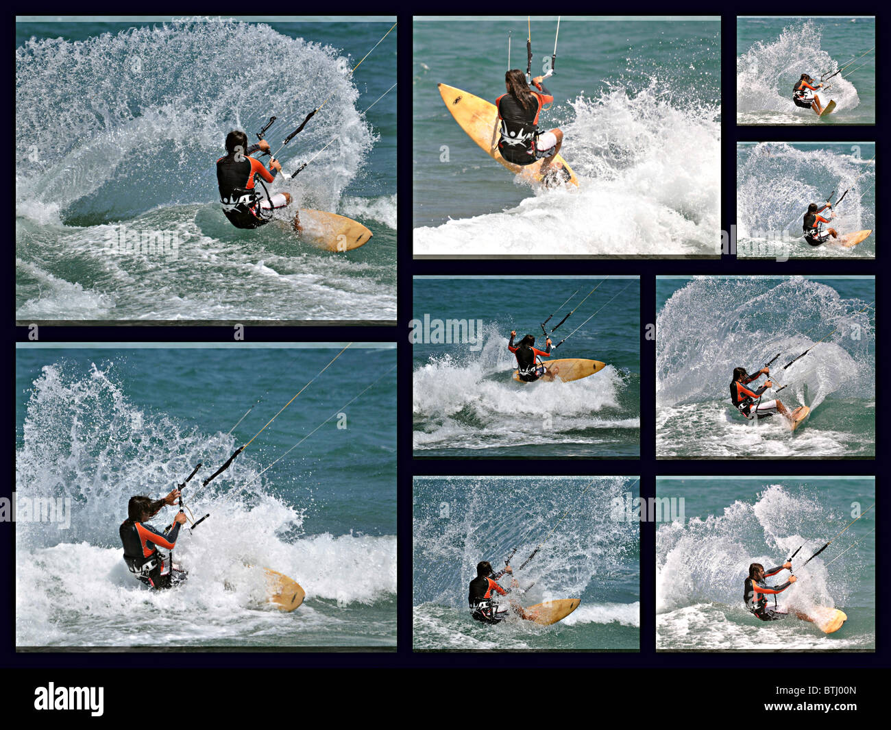 9 image surfing collage Stock Photo - Alamy