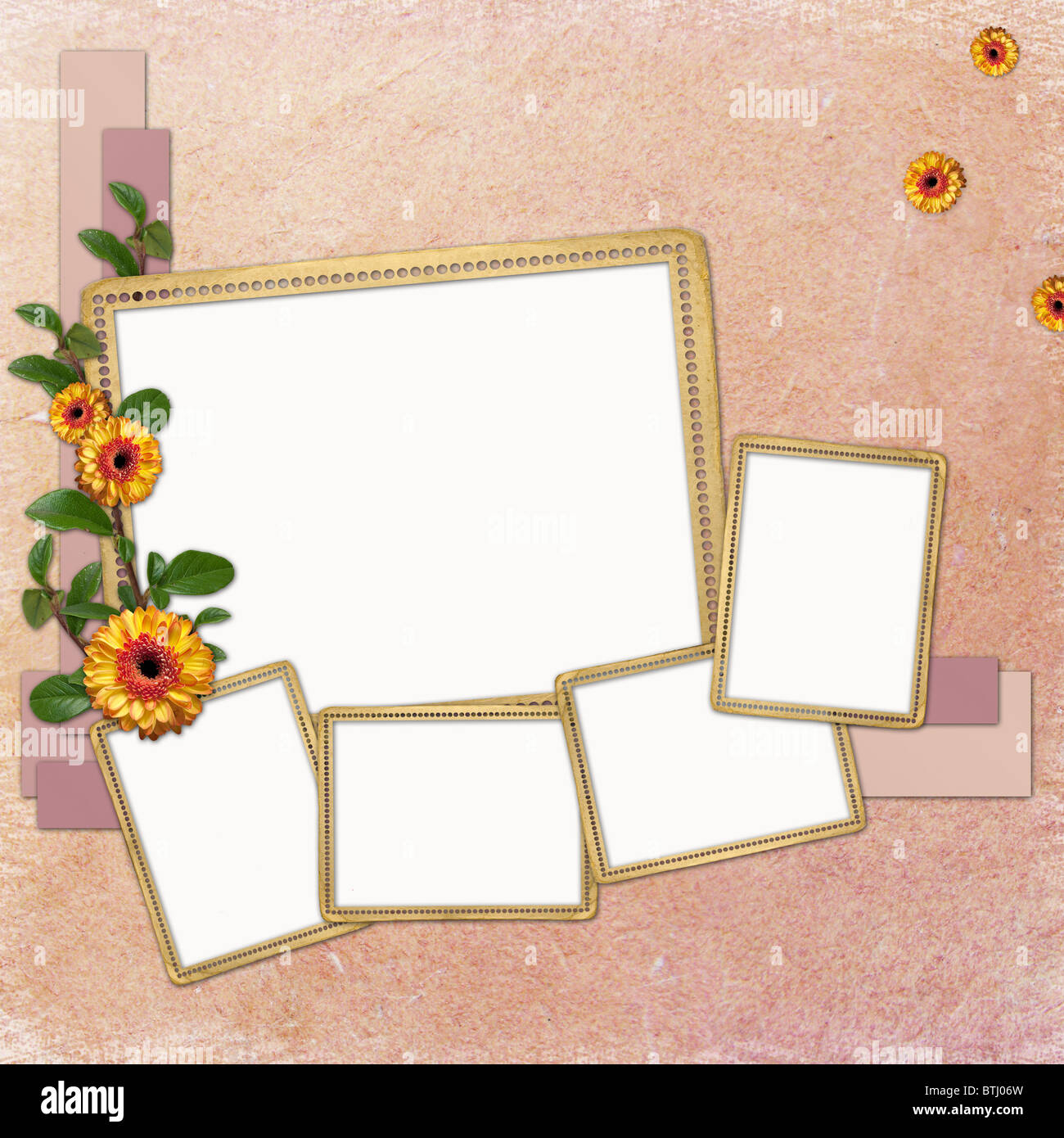 Background with frames and flowers Stock Photo - Alamy