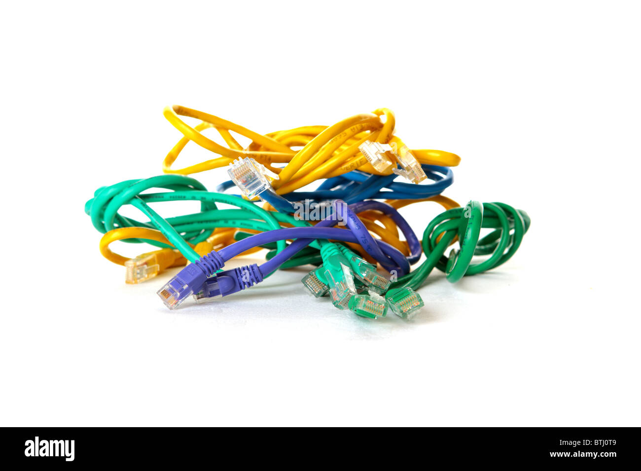 Colorful Internet Cables On White Isolated Background Stock Photo - Alamy