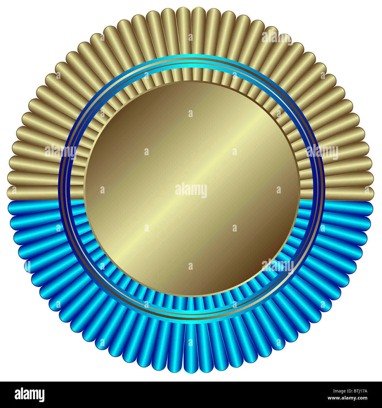 Silvery medal with blue ribbon Stock Photo - Alamy