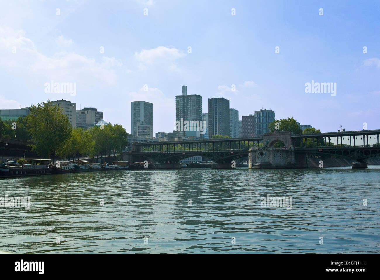 High Rise buildings, Paris, France viewed from river Seine Stock Photo ...
