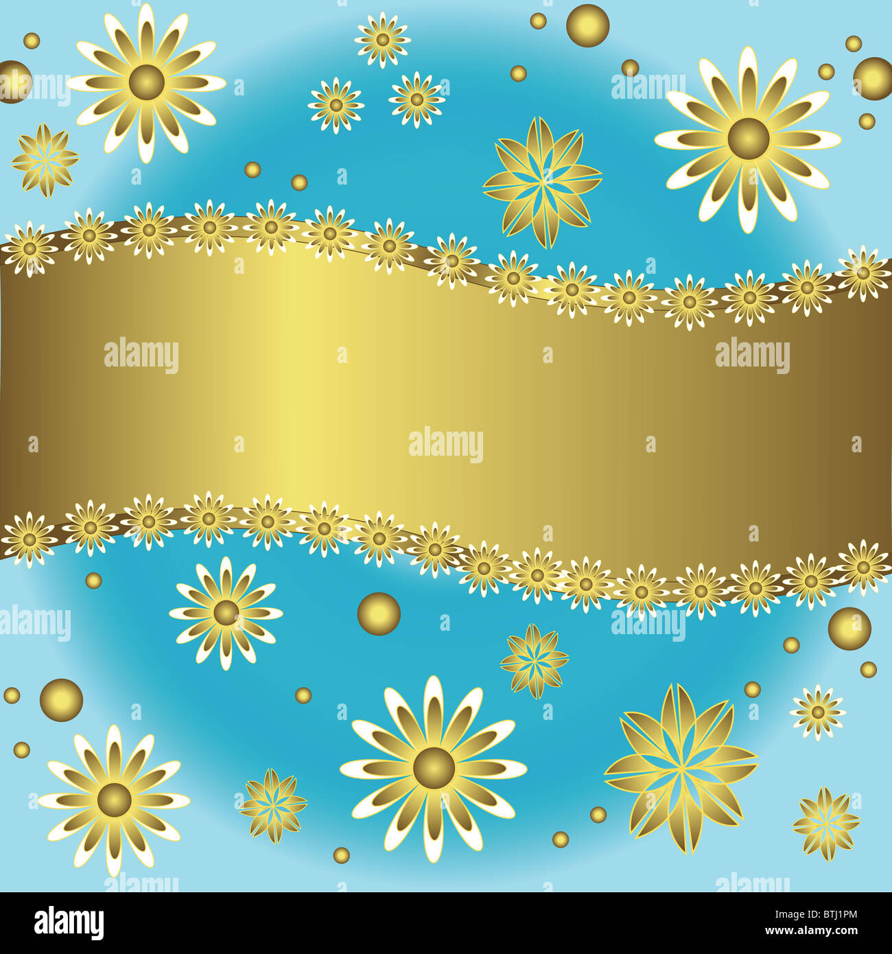 Blue wave and gold flower background hi-res stock photography and ...