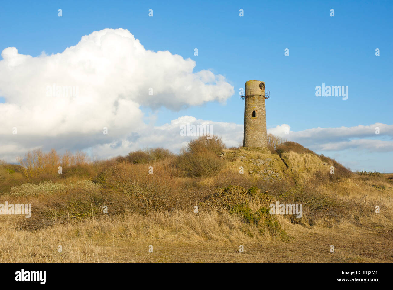 The old lighthouse, Hodbarrow nature reserve, near Millom, Cumbria ...