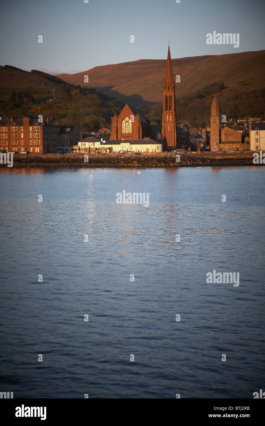 Views of Largs coastline from the ferry link between Largs and the Isle ...