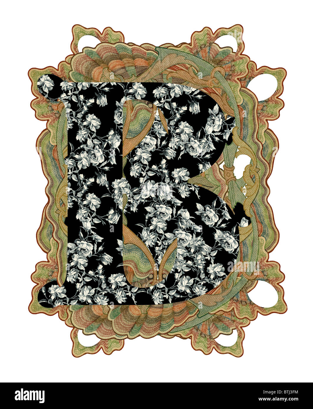 Luxuriously illustrated old capital letter B Stock Photo - Alamy