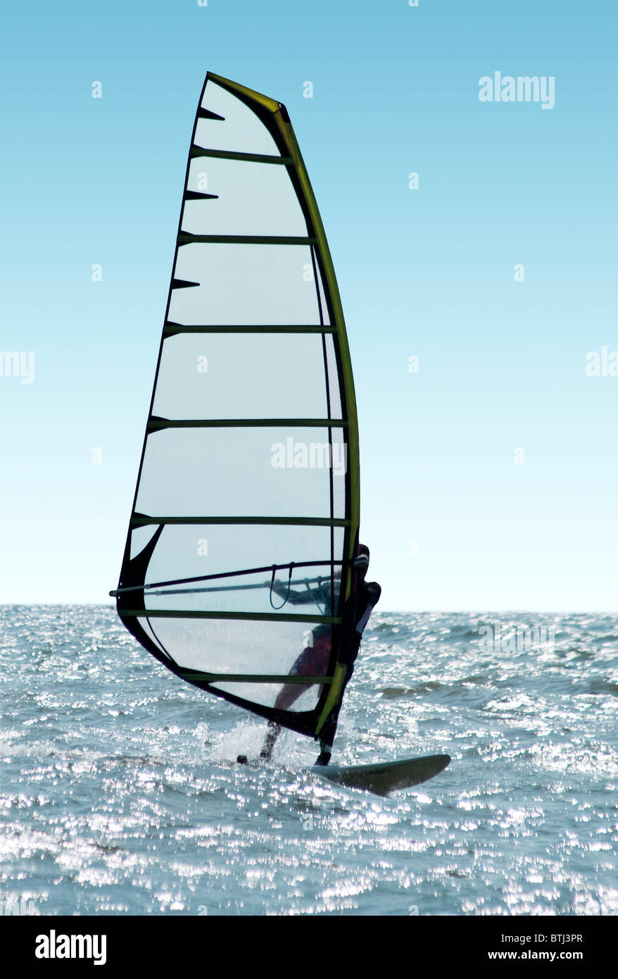 Windsurfer wave man silhouette water sport sea ocean hi-res stock ...
