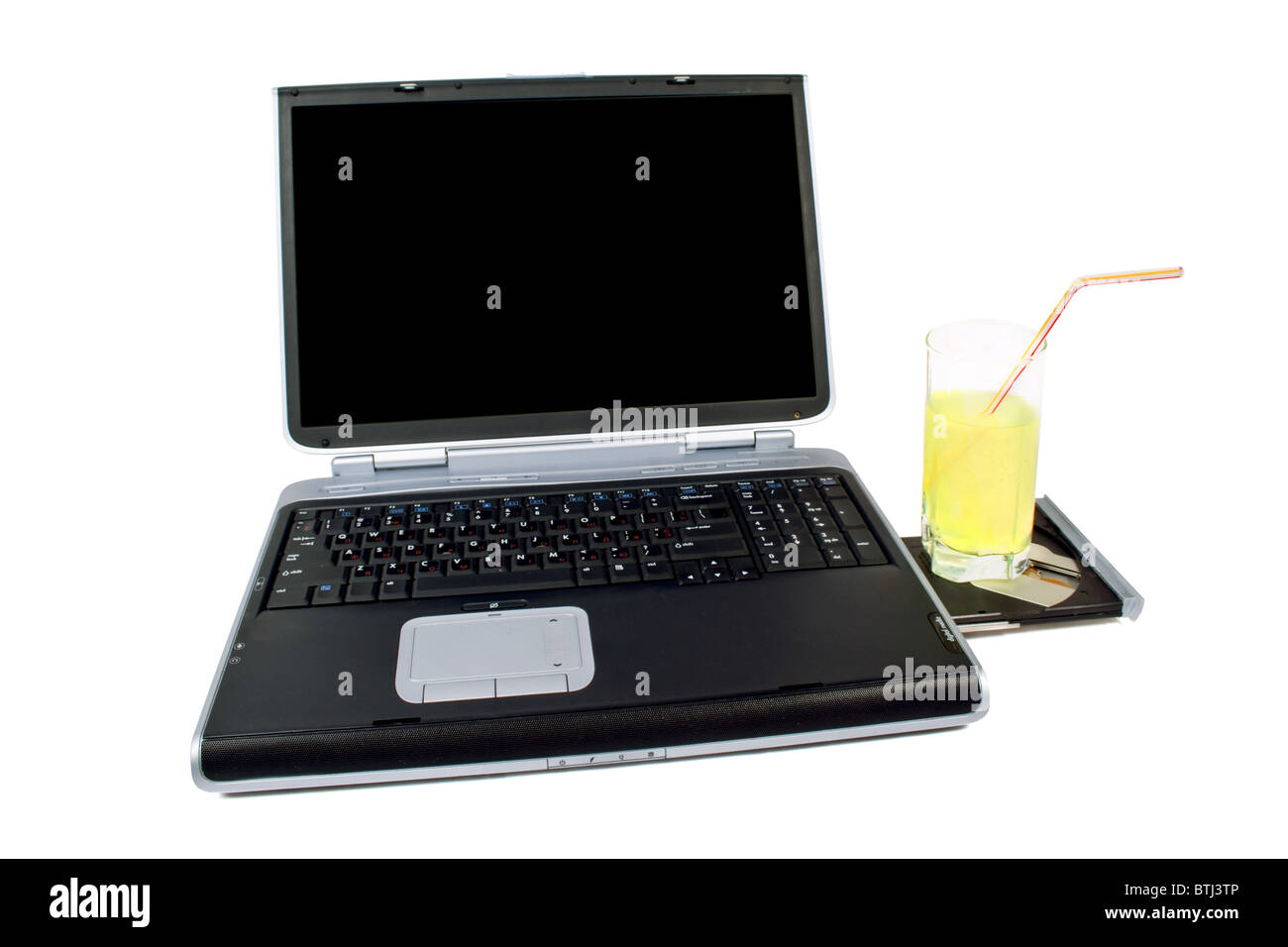 The laptop and cocktail. Isolated on white background Stock Photo - Alamy