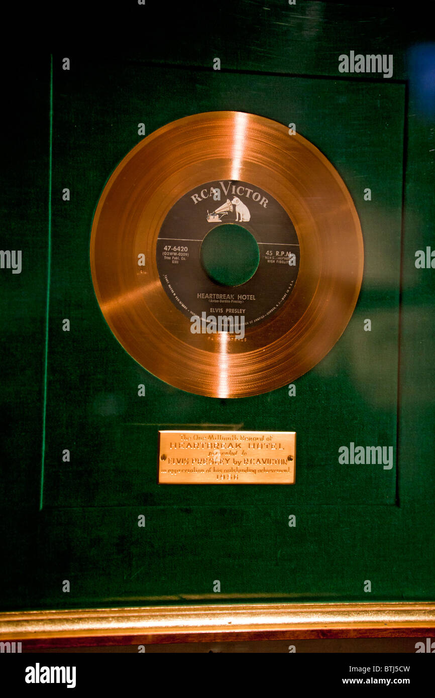 Gold disc awarded to Elvis Presley for 1,000,000 sales of the single ...