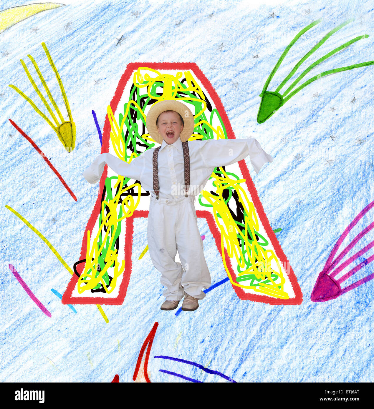 Painted the letter A, for a child's drawing with the child Stock Photo ...