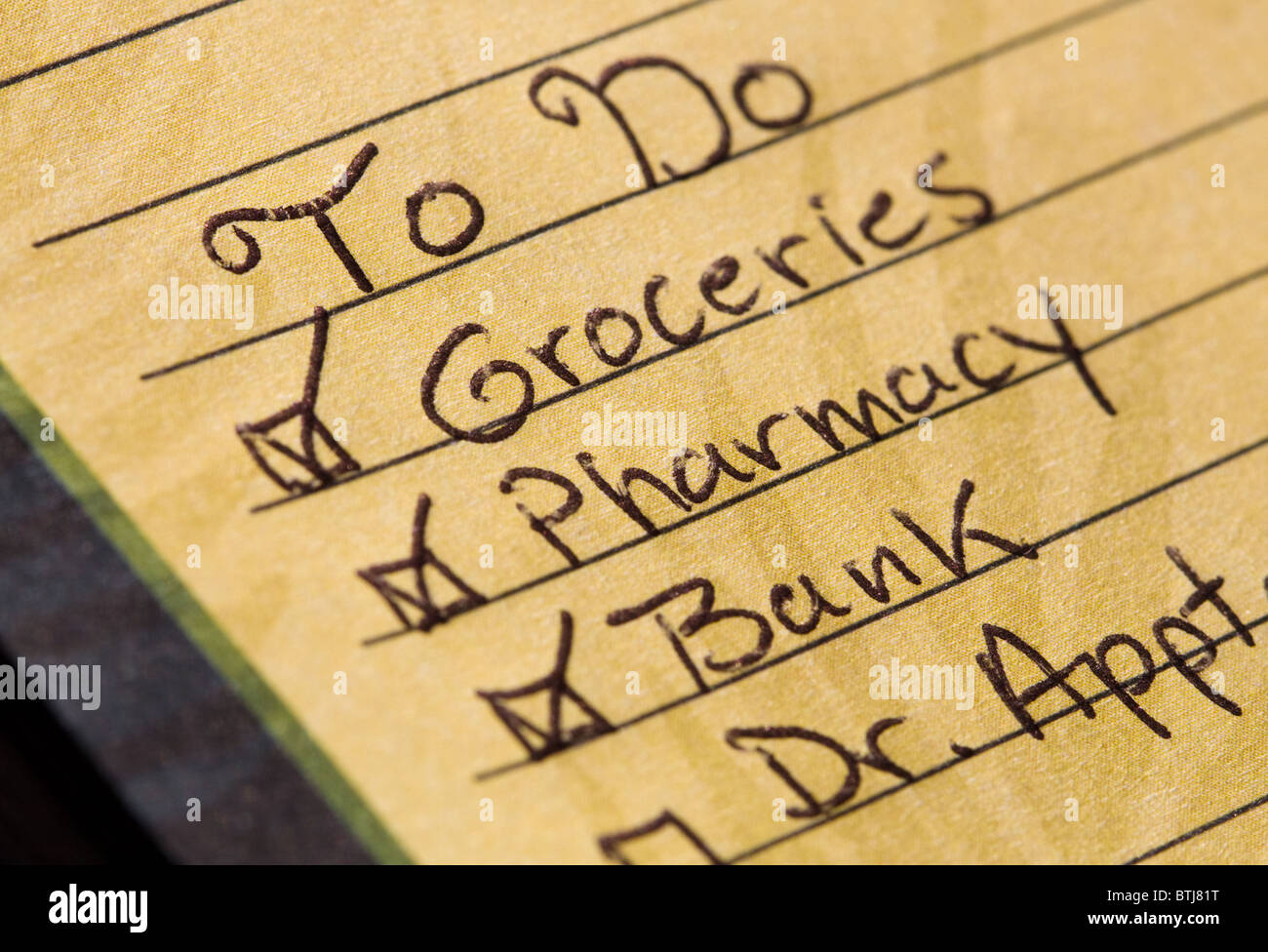 Handwritten to do list with checked off items Stock Photo - Alamy