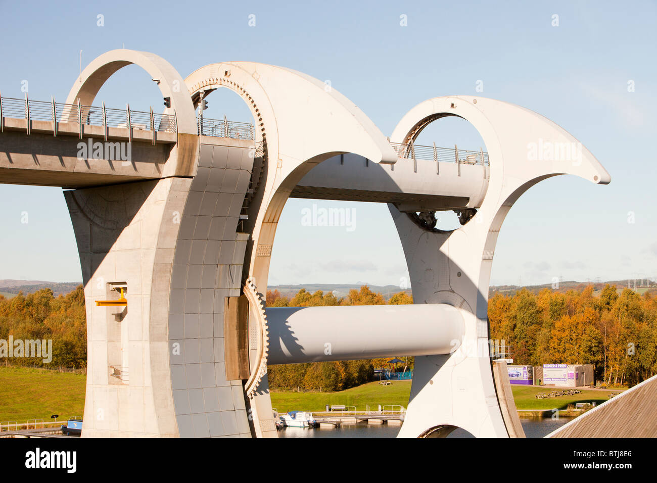 The Falkirk Wheel at Falkirk in Scotland UK. It is a unique rotating ...