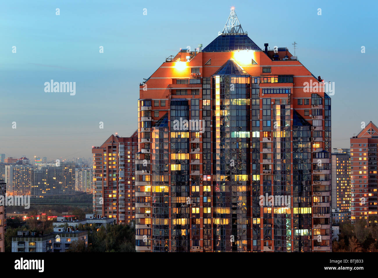 Apartment buildings at night, Moscow, Russia Stock Photo - Alamy