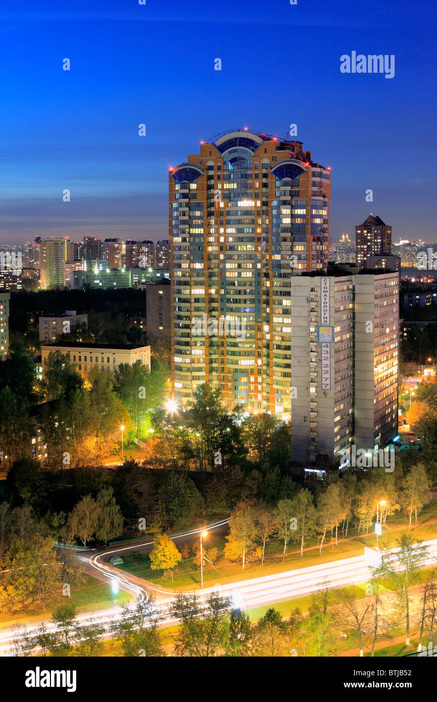 Apartment buildings at night, Moscow, Russia Stock Photo - Alamy