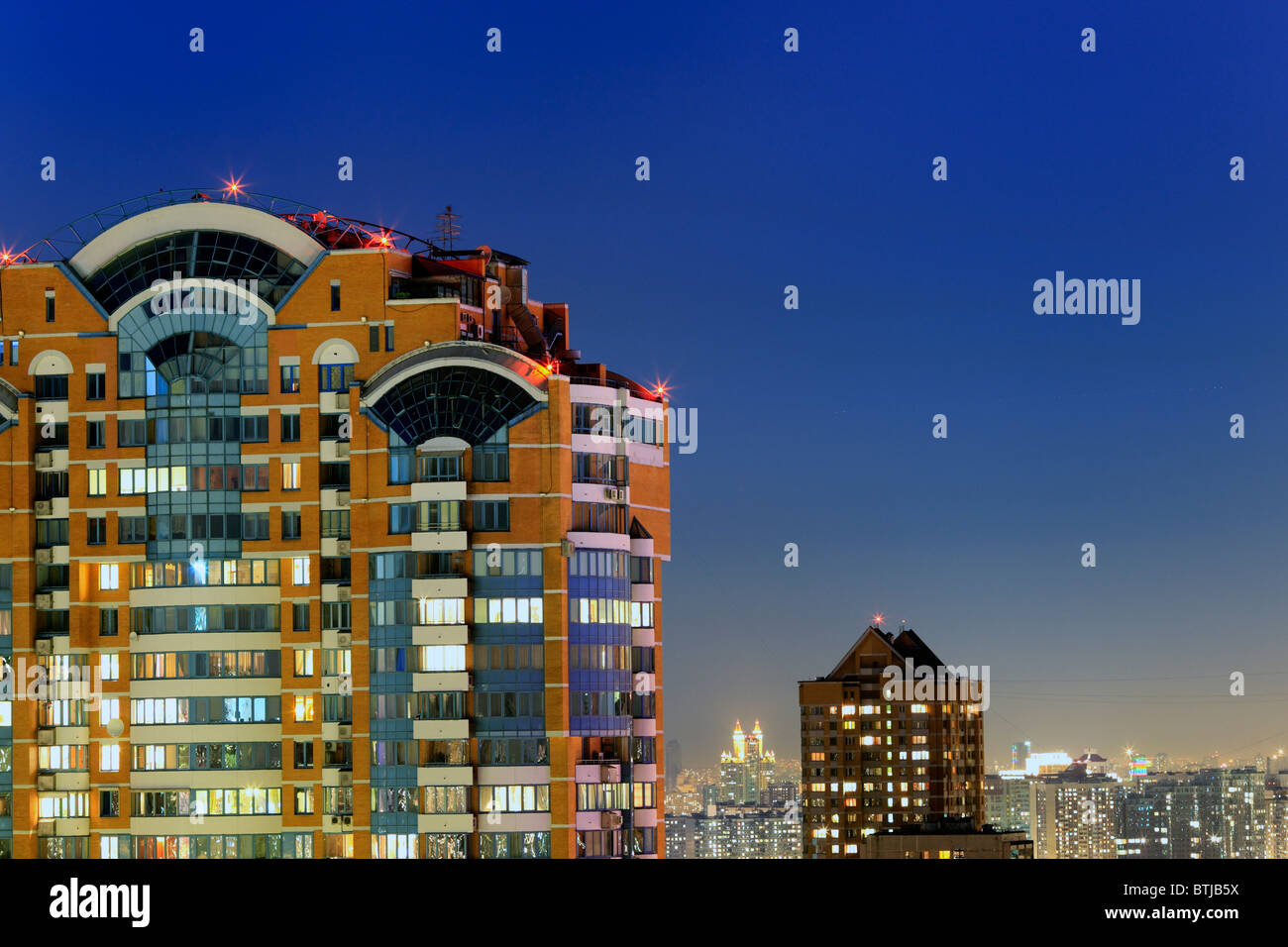 Apartment buildings at night, Moscow, Russia Stock Photo - Alamy