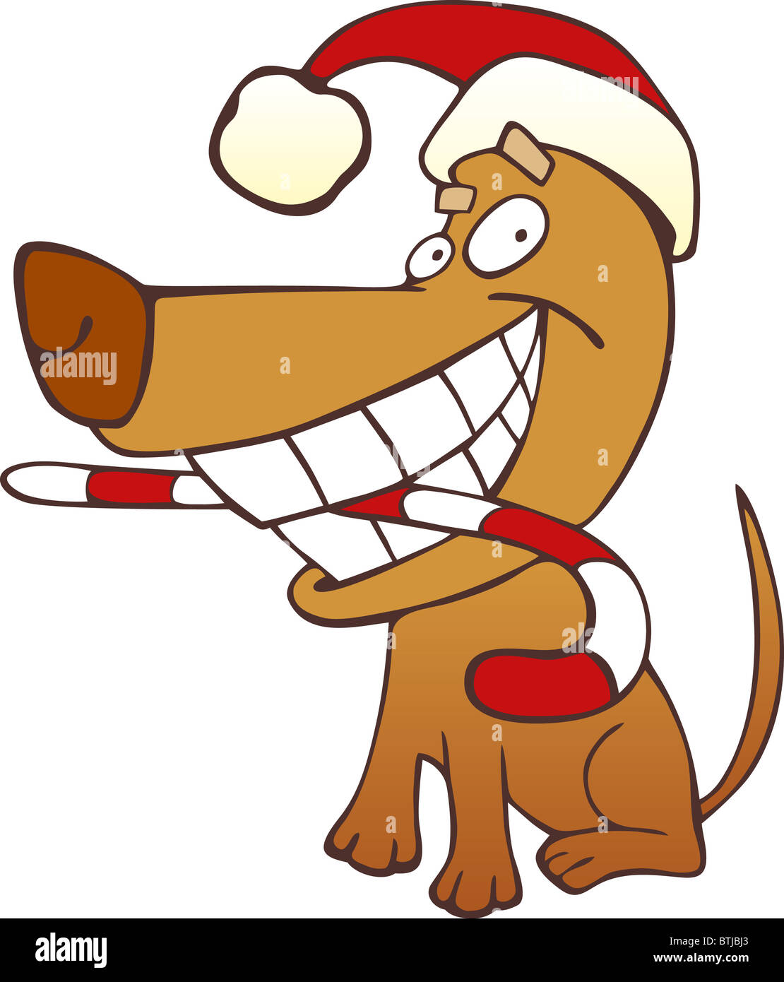Illustration of funny santa claus dog with christmas cane Stock Photo ...