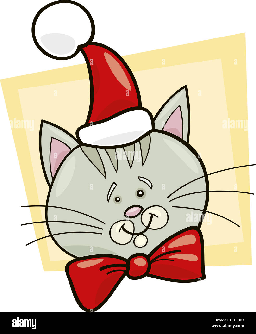Illustration of christmas cat santa claus Stock Photo - Alamy