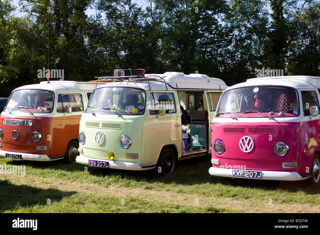 A Colorful Row of Volkswagen Camper Vans Stock Photo - Alamy