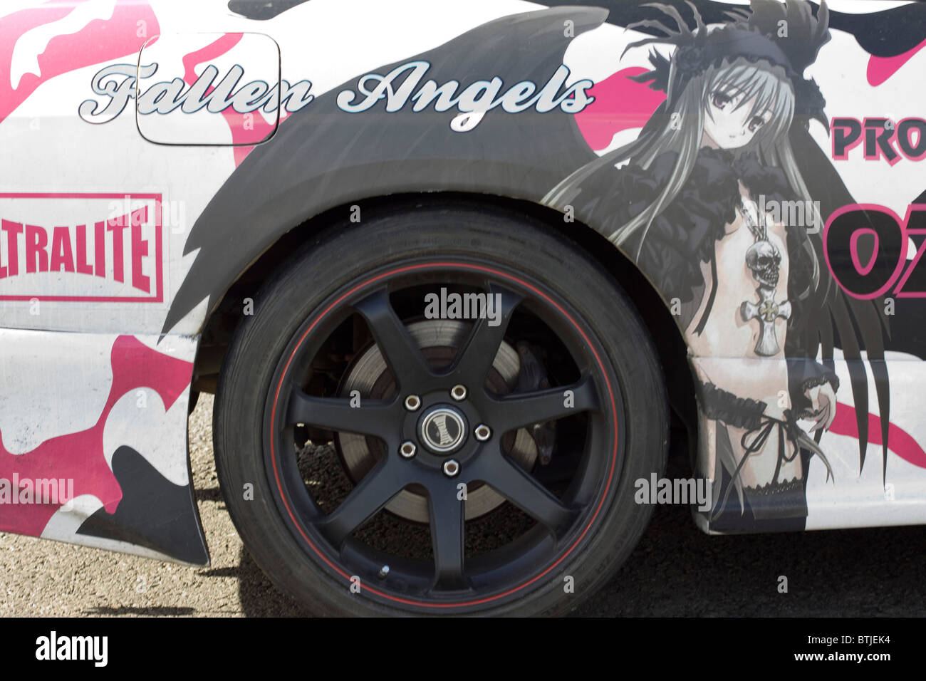 Fallen Angels racing car at Santa pod raceway Stock Photo - Alamy