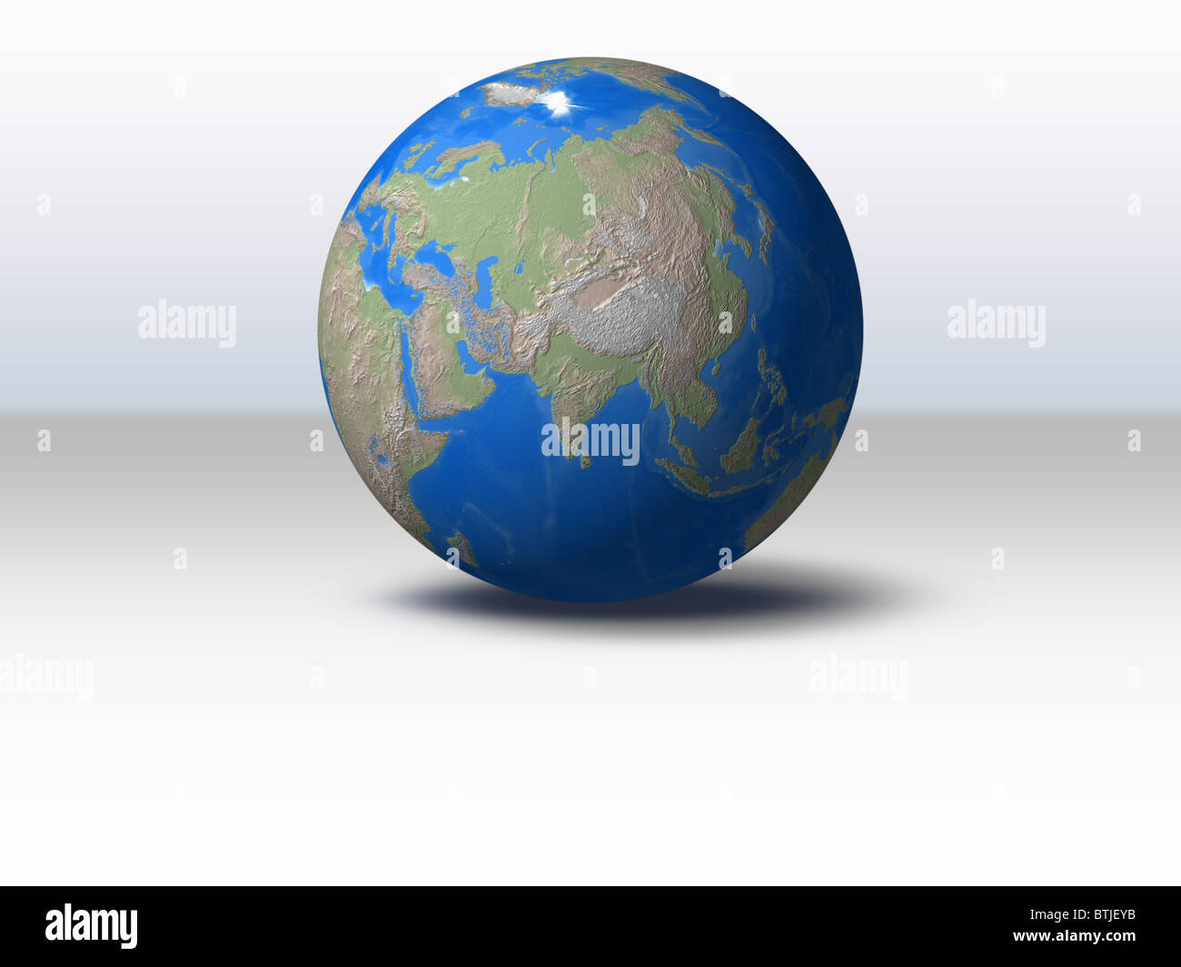 World Globe with shadow and background Asia view Stock Photo - Alamy