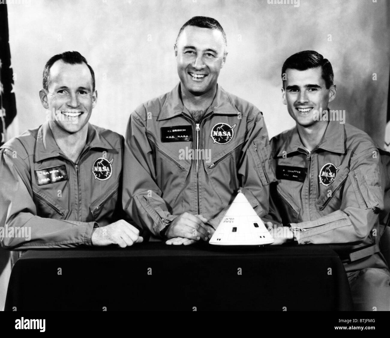 The crew of the first manned Apollo space flight, all of whom were ...