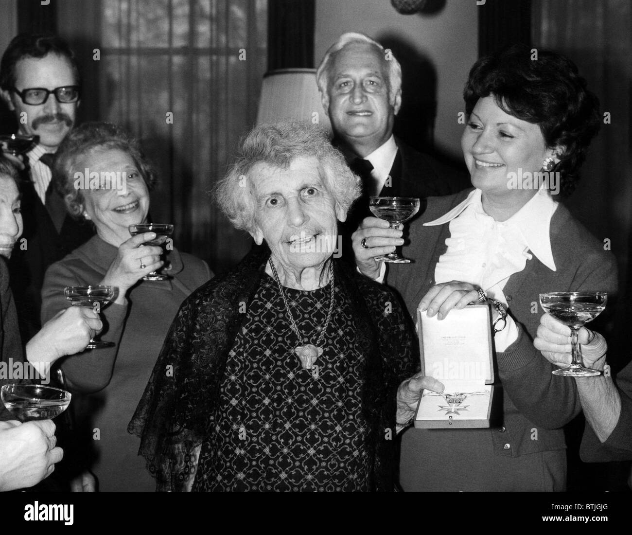 Psychologist Anna Freud (center), daughter of Sigmund Freud,after she ...