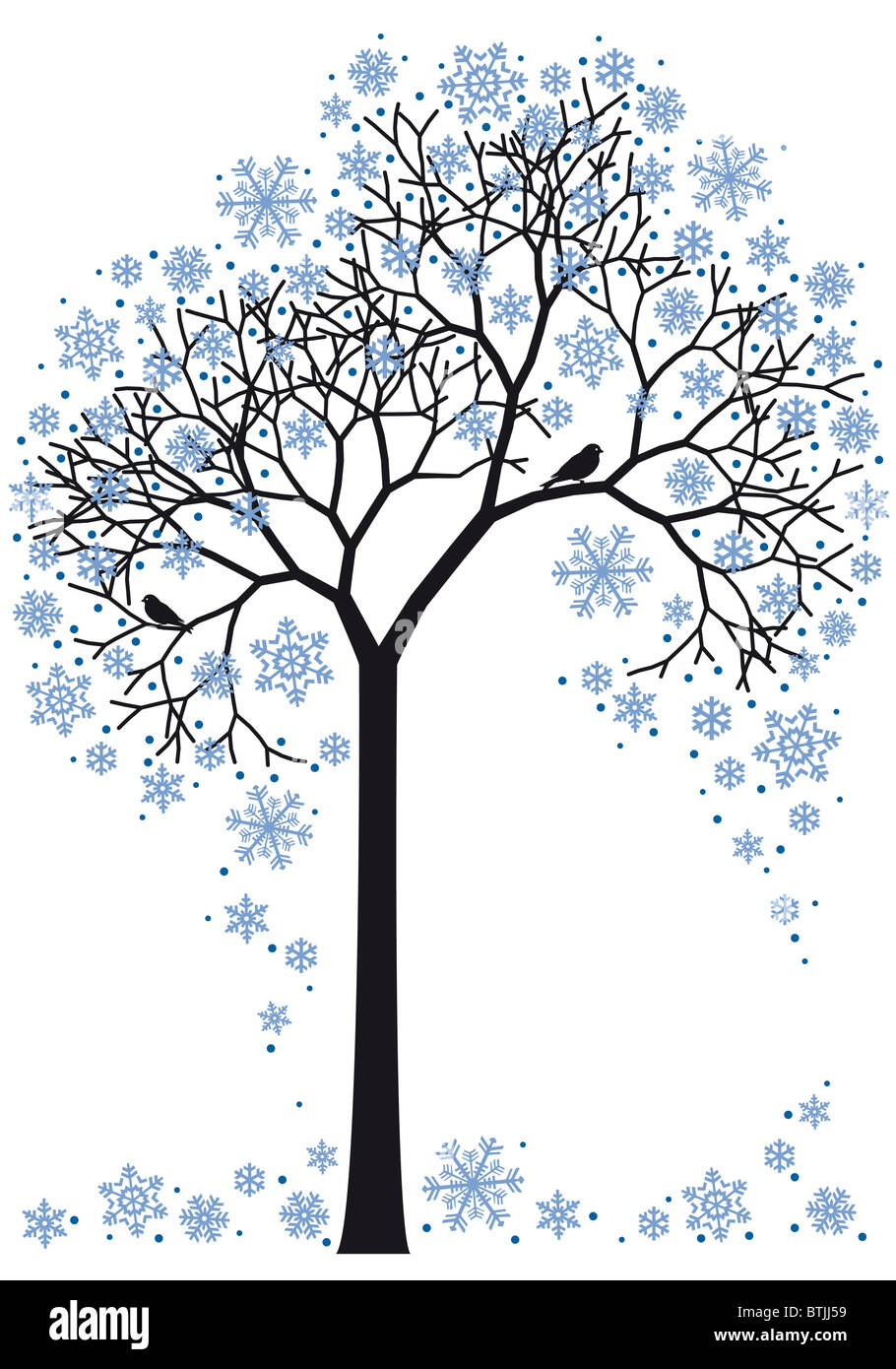 Winter tree snow illustration hi-res stock photography and images - Alamy
