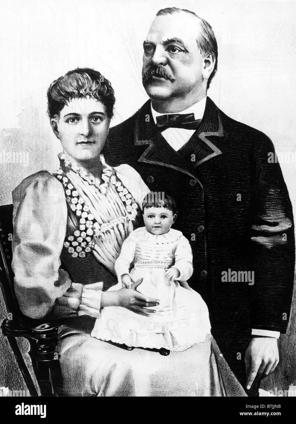 President Grover Cleveland with wife and daughter, Esther, 1890s Stock ...