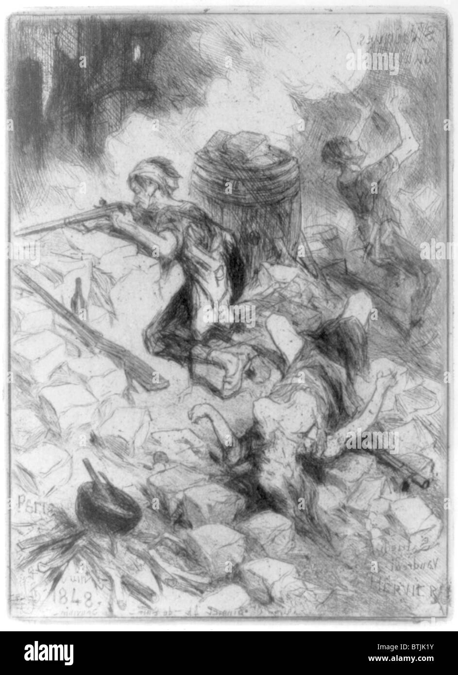 1848, The French revolution: scene at the barricade, Paris, June 1848 ...