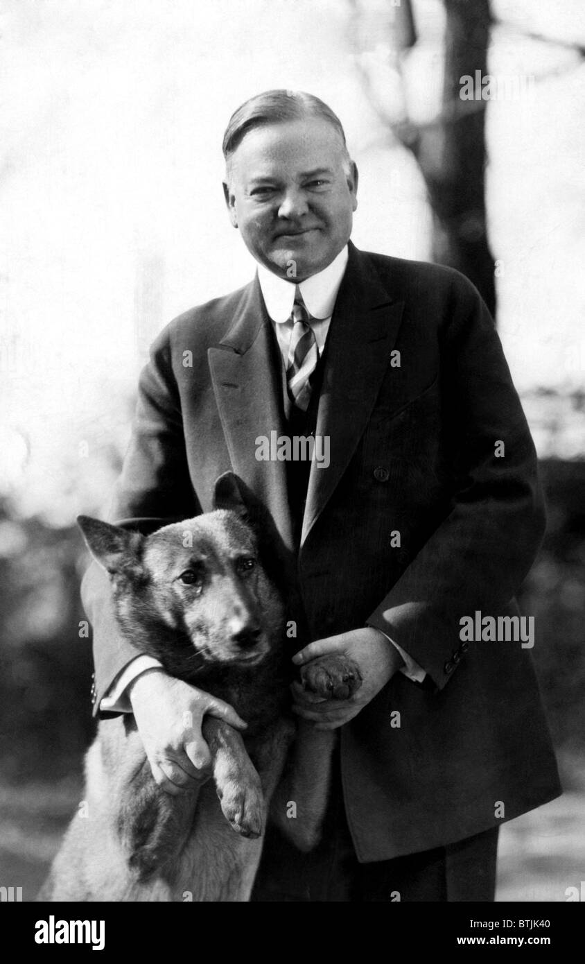 President Herbert Hoover and his dog, Tut, ca 1920's. Courtesy CSU ...