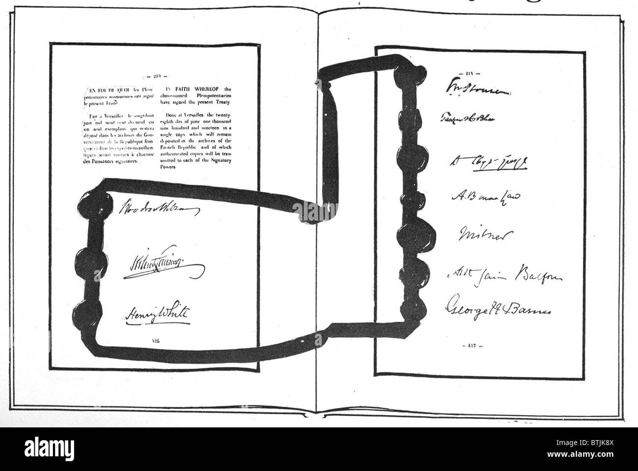 World War I, The first two pages of signatures on the Treaty of ...