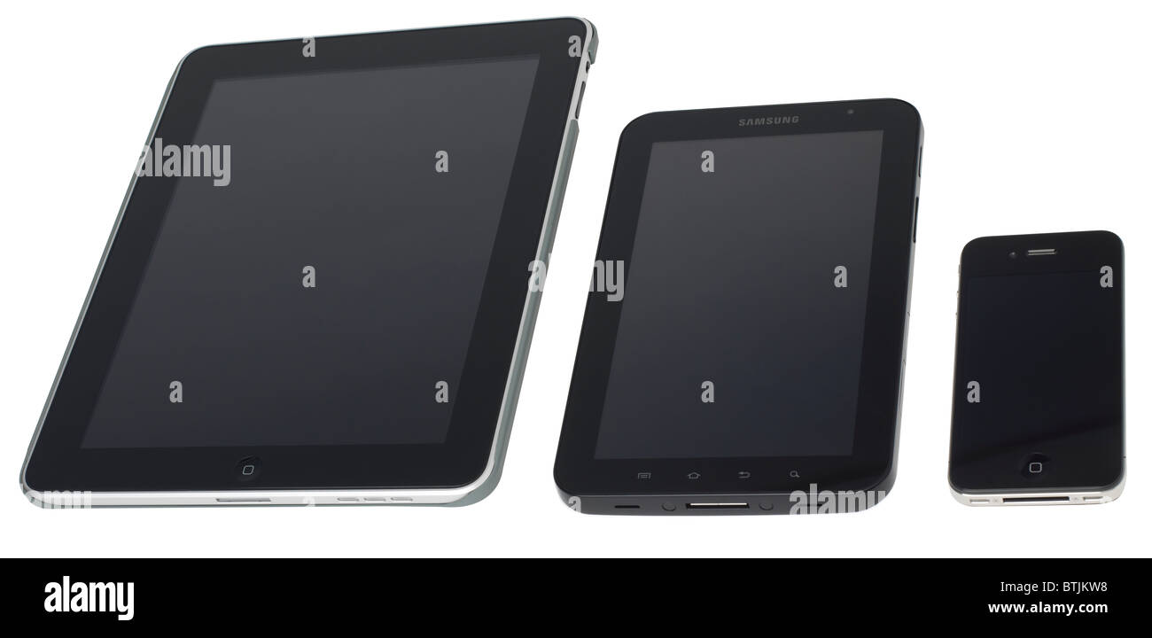 Apple iphone, Apple ipad, Samsung Galaxy tablet computer Stock Photo ...