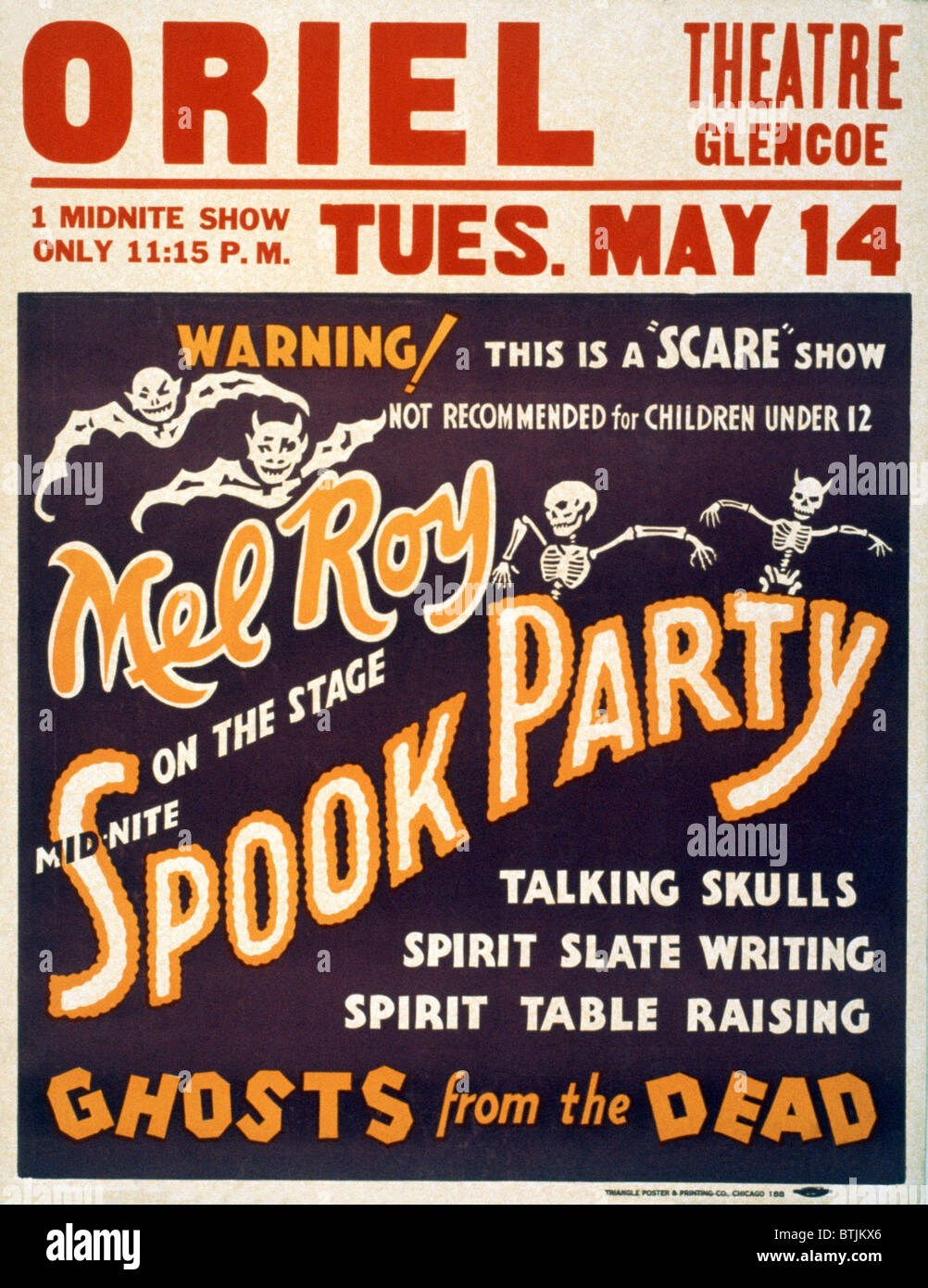 Poster for horror / spook show, with Mel Roy, May 14, 1935 Stock Photo ...