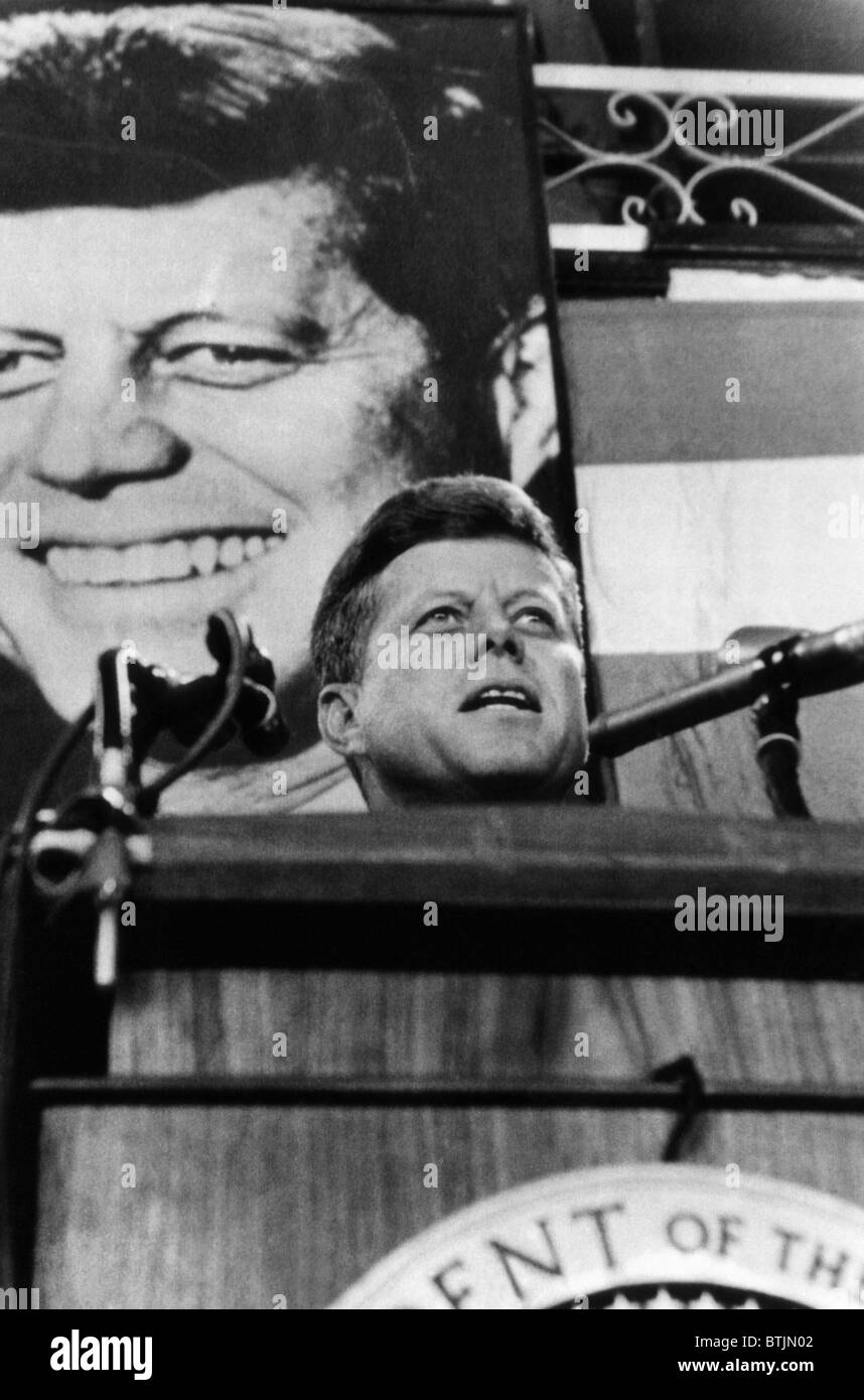 John F. Kennedy, addresses a democratic rally in Convention Hall ...