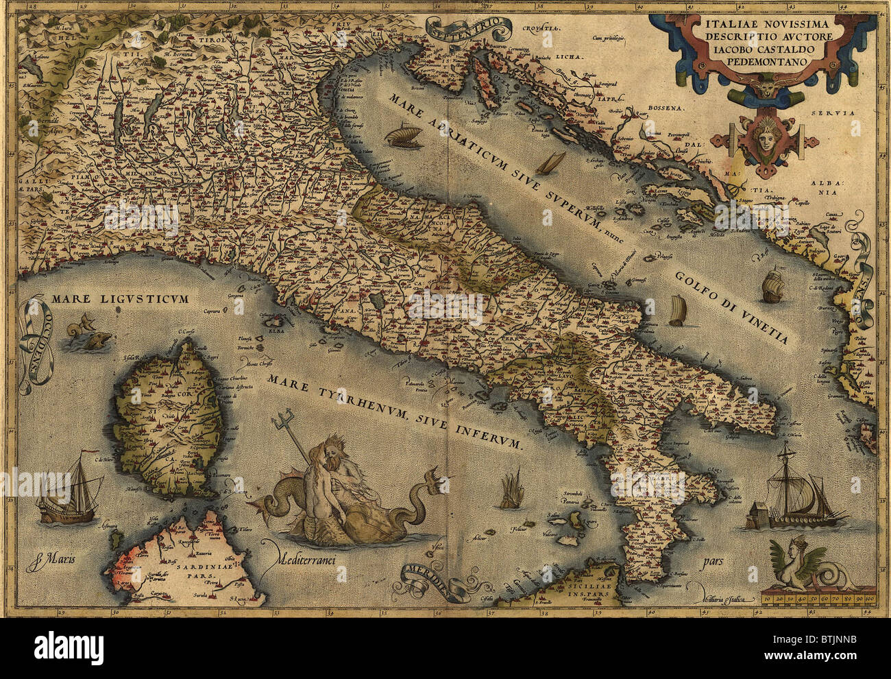 1570 map of Italy from Abraham Ortelius atlas, Theatrvm orbis terrarvm ...