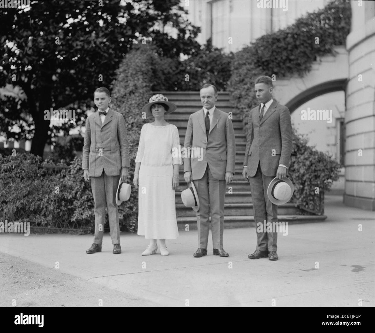 President Calvin Coolidge (1872-33) with his wife and two sons Calvin ...