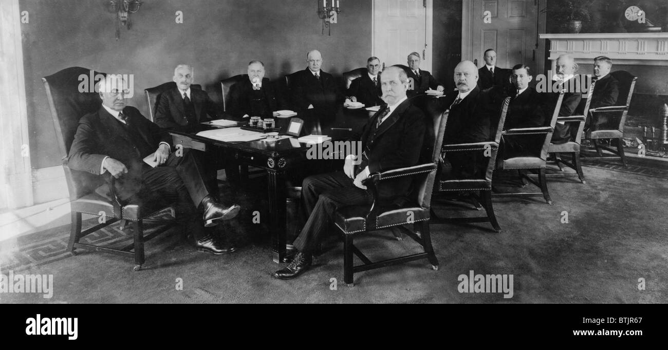 President Warren Harding (1865-1923) with his Cabinet in their first ...