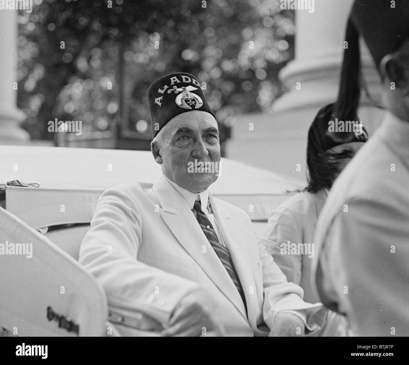 President Warren Harding (1865-1923) wearing ceremonial hat of ...