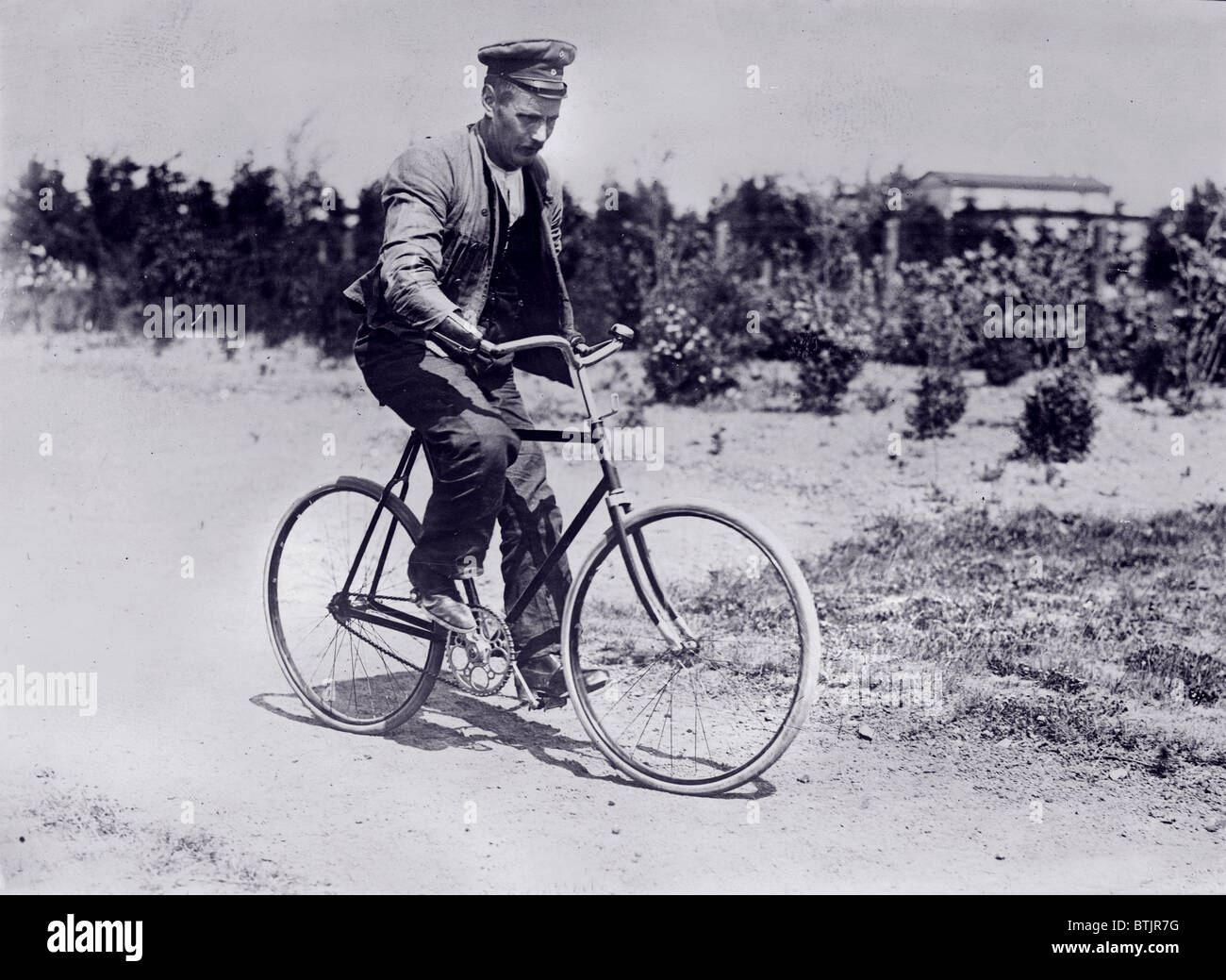 World War I, handicapped German soldier on bicycle, circa 1914-1918 ...