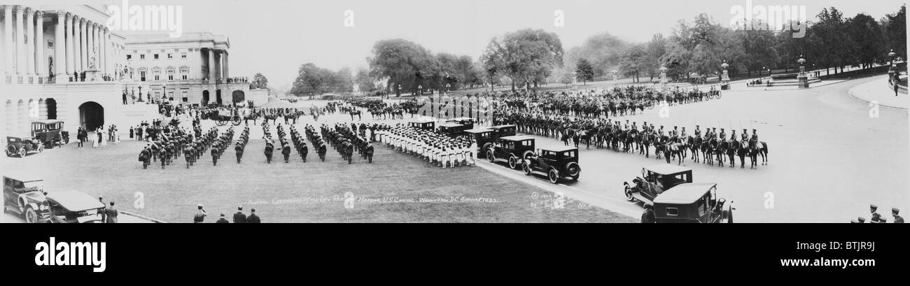 President Warren Harding's (1865-1923) funeral, a panoramic view of the ...