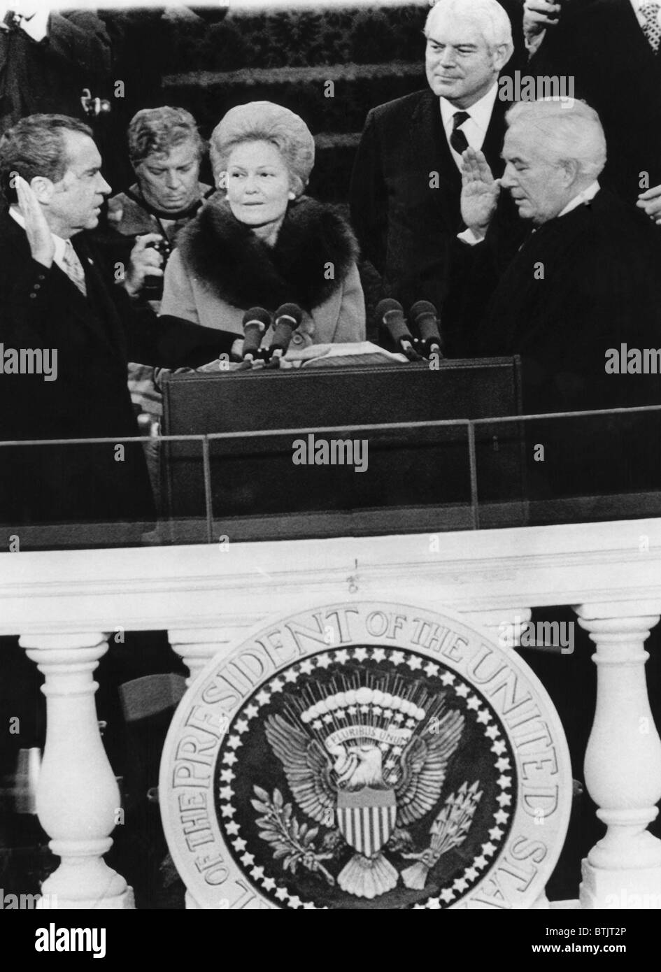 Inauguration of U.S. President Richard Nixon (far left), administered ...