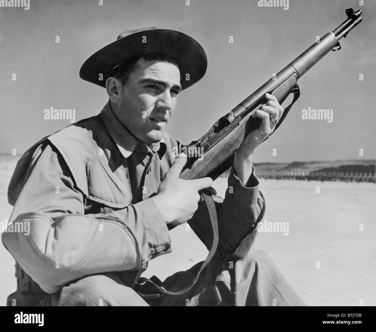 World War II, U.S. soldier ready with rifle, circa 1940-1946 Stock ...