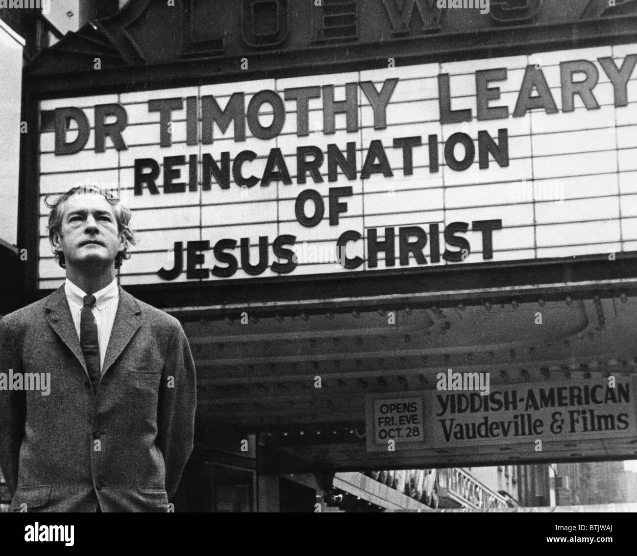 Timothy Leary (1920-1996), outside Village Theatre in New York ...