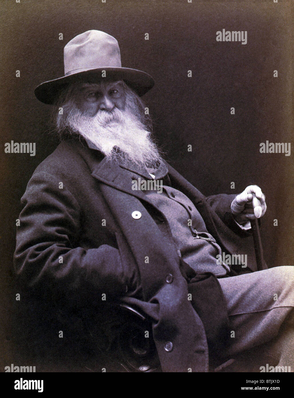 Walt Whitman (1819-1892) American poet, author, and journalist in 1877 ...